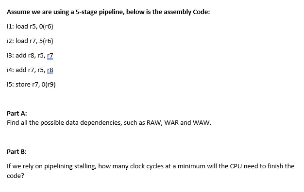 Solved Assume we are using a 5-stage pipeline, below is the | Chegg.com
