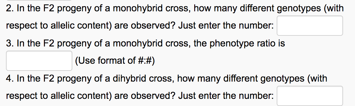 Solved 2. In the F2 progeny of a monohybrid cross, how many | Chegg.com