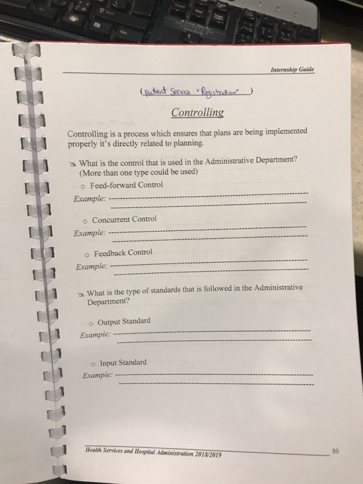 Internship Guide Controlling Controlling is a process | Chegg.com