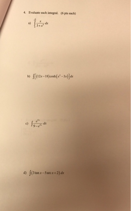 Solved Evaluate each integral. a) integral ^Squareroot 3_0 | Chegg.com