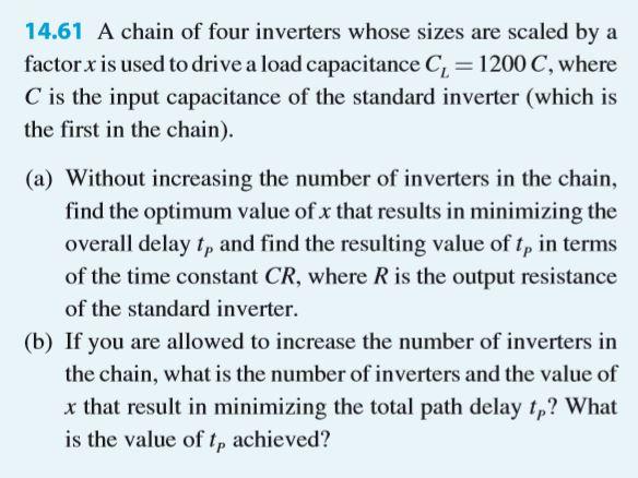 Solved 14.61 A chain of four inverters whose sizes are | Chegg.com