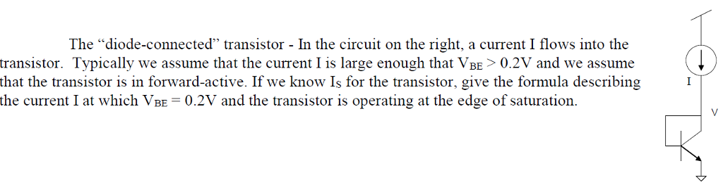 Solved The "diode-connected" transistor - In the circuit on | Chegg.com