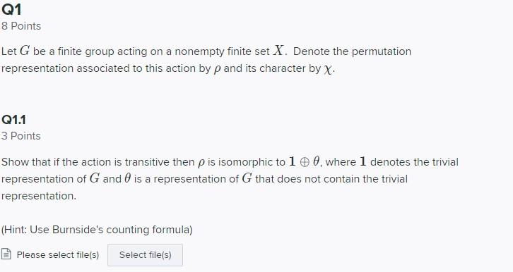 Solved Q1 8 Points Let G be a finite group acting on a | Chegg.com