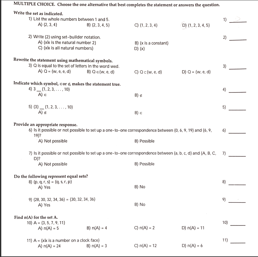 Solved MULTIPLE CHOICE. Choose the one alternative that best | Chegg.com