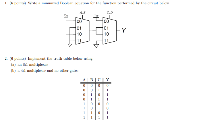 Solved 1 6 Points Write A Minimized Boolean Equation For
