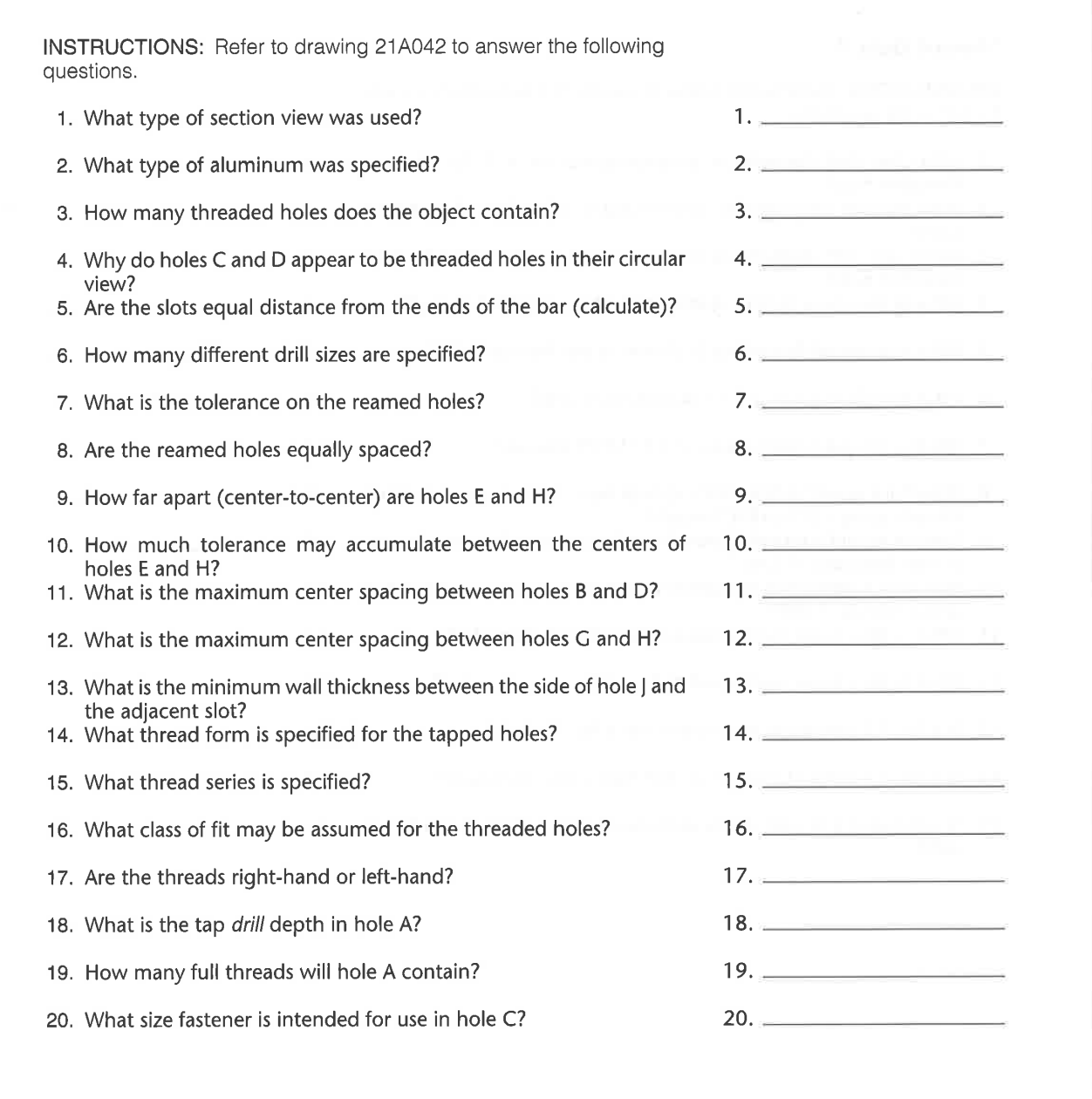 Solved INSTRUCTIONS: Refer to drawing 21A042 ﻿to answer the | Chegg.com