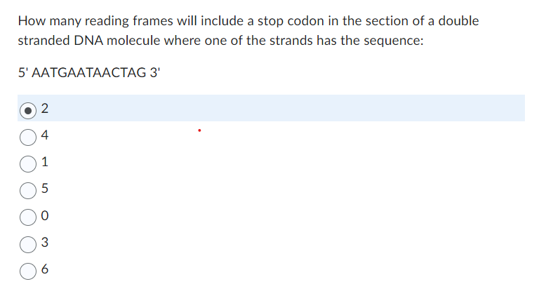 Solved How many reading frames will include a stop codon in | Chegg.com