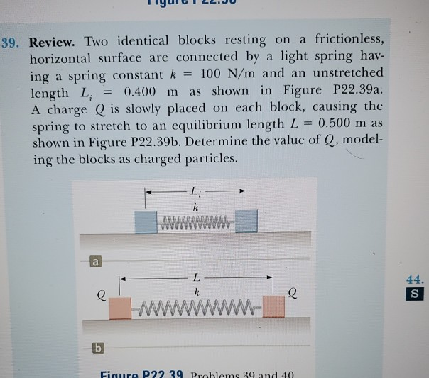 Solved Tiguru2LIU 39. Review. Two identical blocks resting | Chegg.com