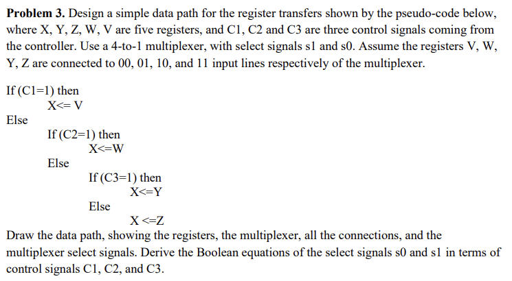 Solved Problem 3. Design a simple data path for the register | Chegg.com