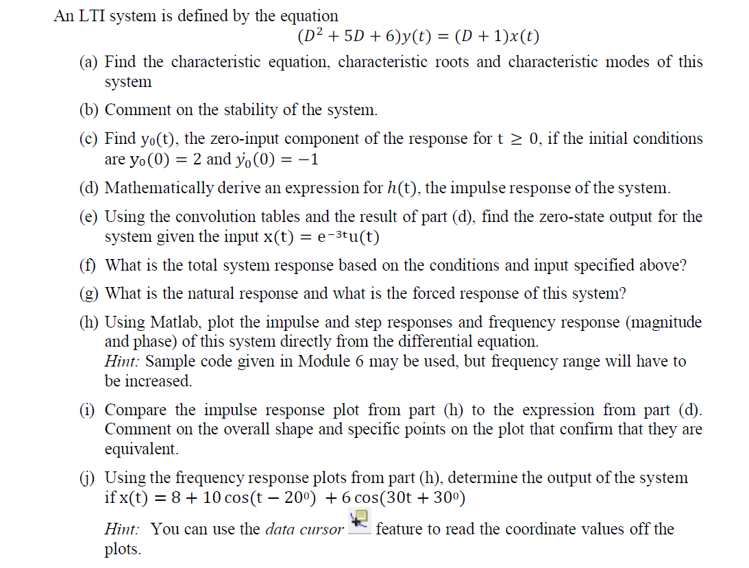 Solved An LTI system is defined by the equation | Chegg.com