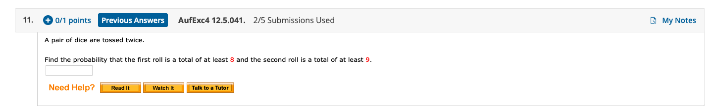 Solved 11. + 0/1 points Previous Answers AufExc4 12.5.041. | Chegg.com