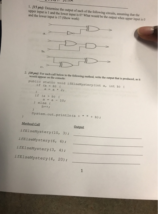 Solved 1. 115 pts): Determine the output of each of the | Chegg.com