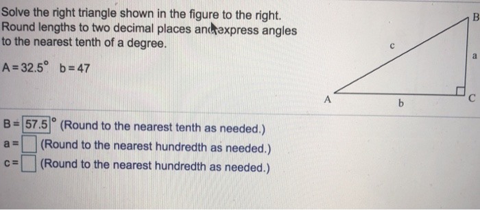 Solved Solve the right triangle shown in the figure to the | Chegg.com