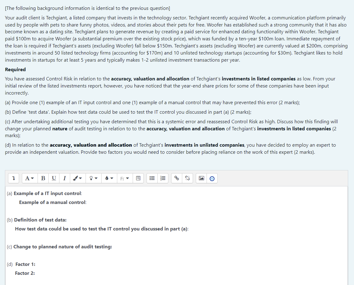 Solved [The following background information is identical to | Chegg.com