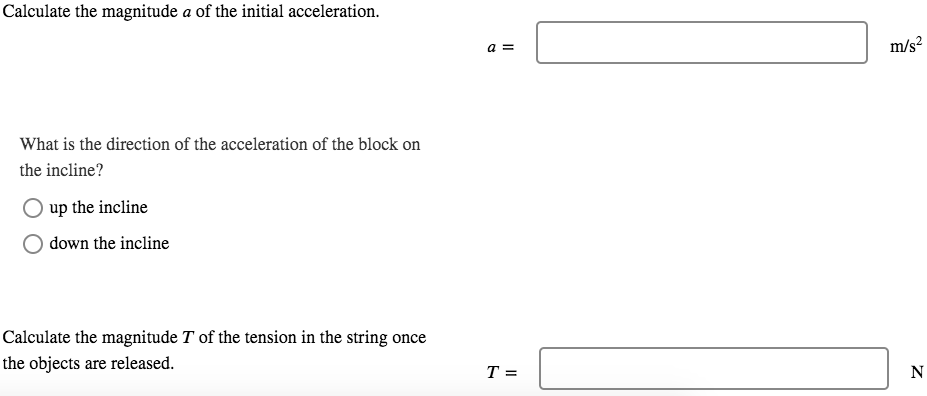 Solved Object 1 with mass M1=2.65 kg is held in place on an | Chegg.com