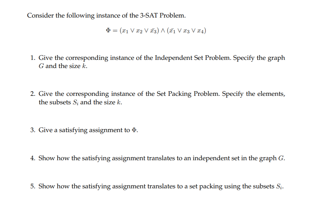 Consider the following instance of the 3-SAT Problem. | Chegg.com