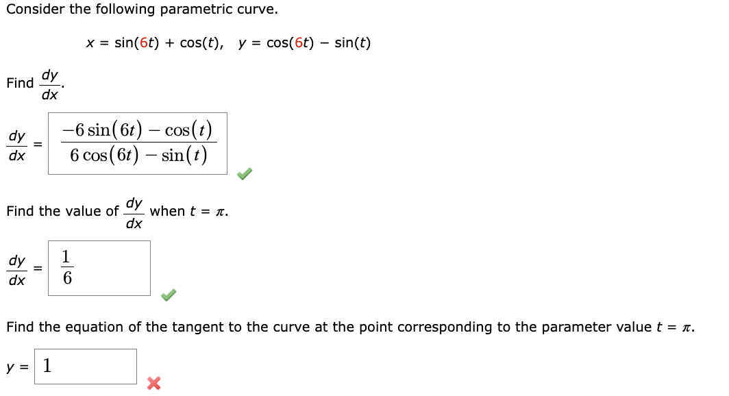 Solved Consider the following parametric curve. | Chegg.com