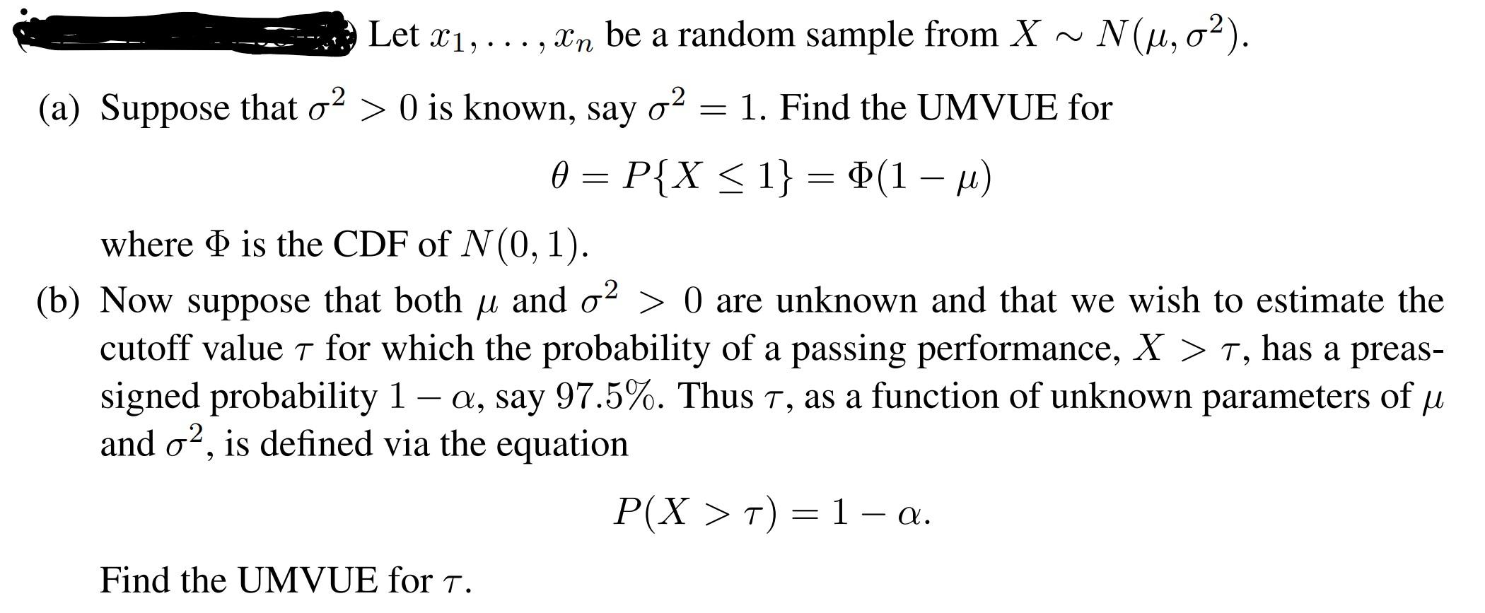 Let X1xn Be A Random Sample From X∼nμσ2 A 