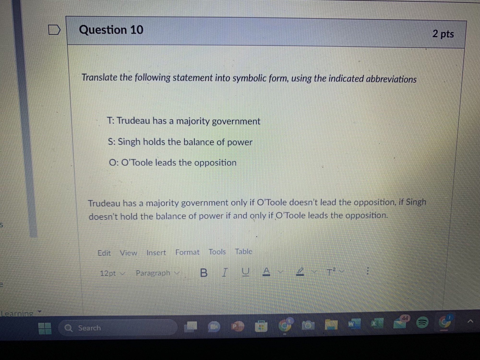 Translate the following statement into symbolic form, | Chegg.com