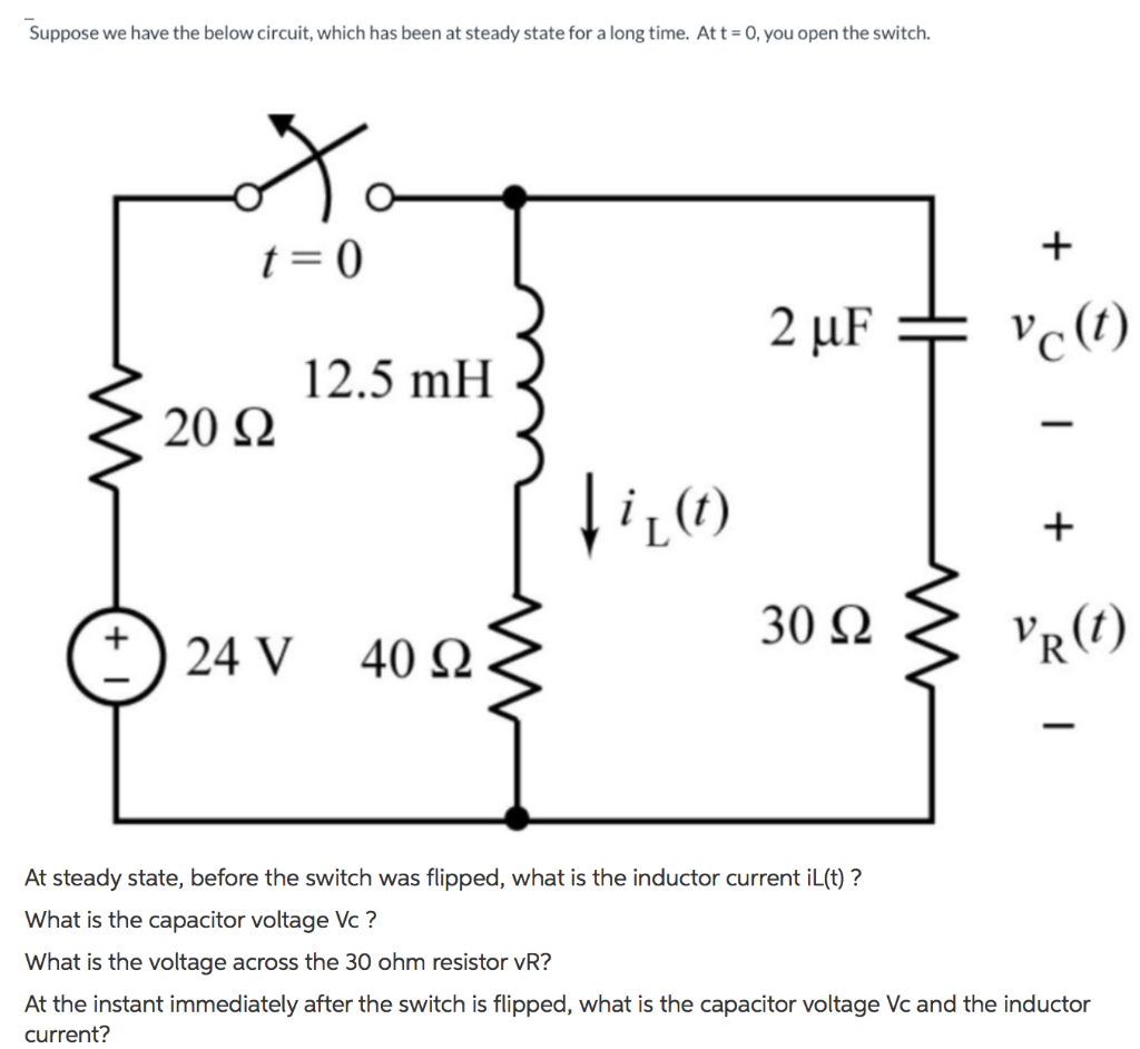 Solved Suppose we have the below circuit, which has been at | Chegg.com