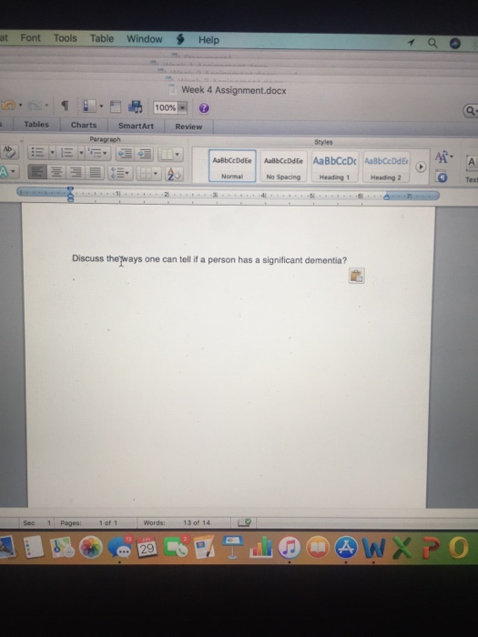 Solved at Font Tools Table Window Help Week 4 | Chegg.com