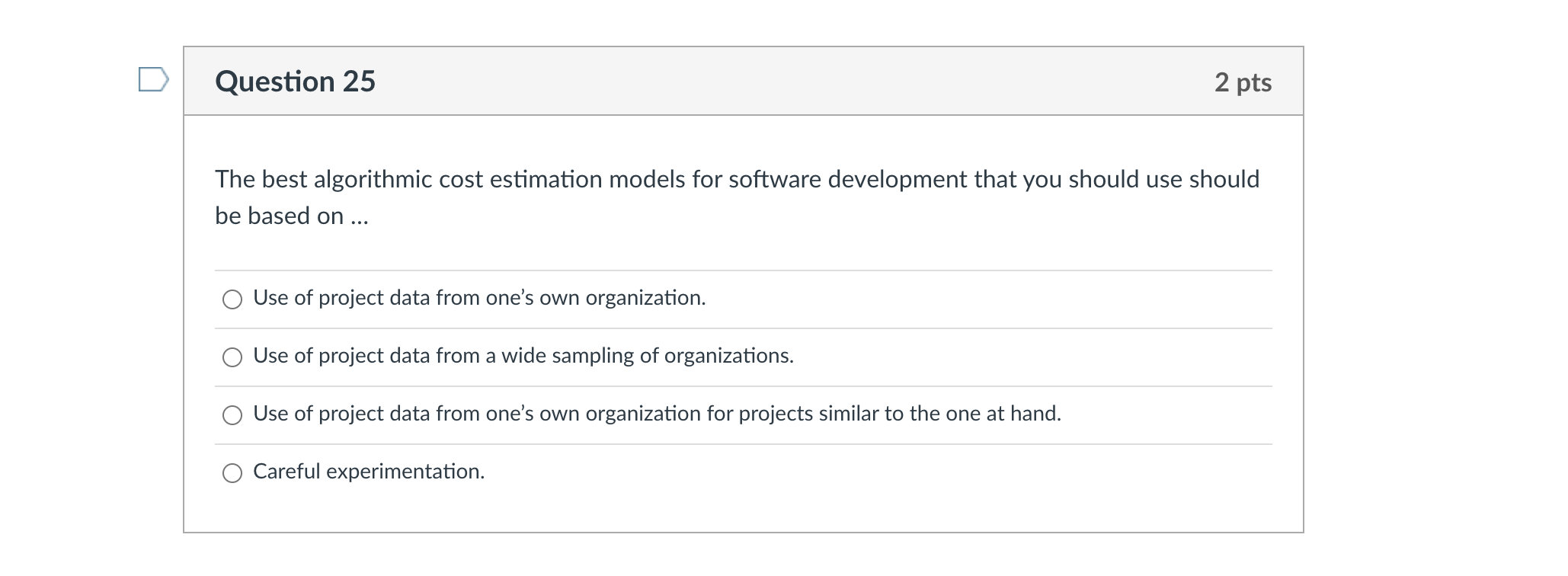 Solved Question 25 2 Pts The Best Algorithmic Cost