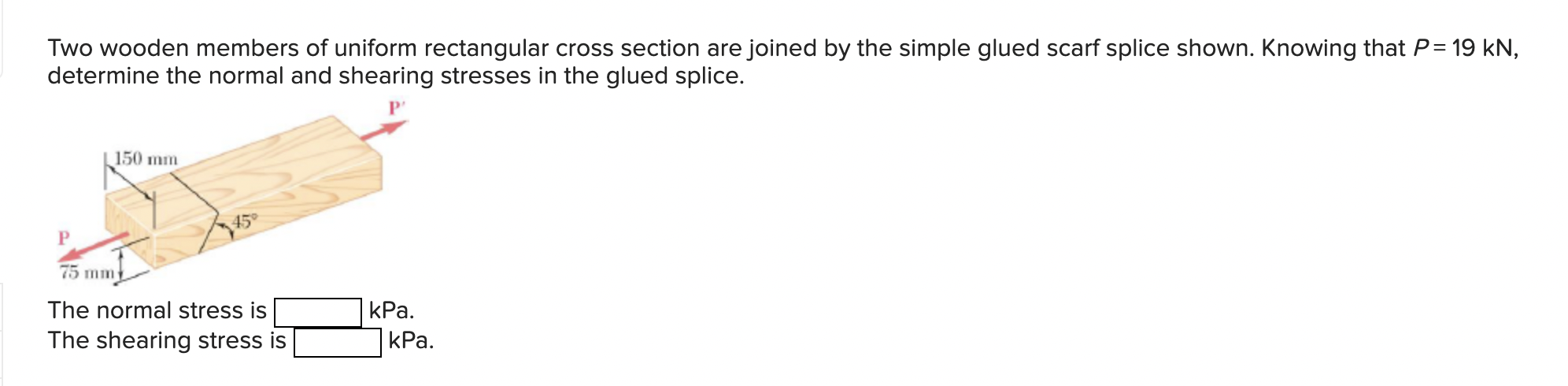 Solved Two wooden members of uniform rectangular cross | Chegg.com