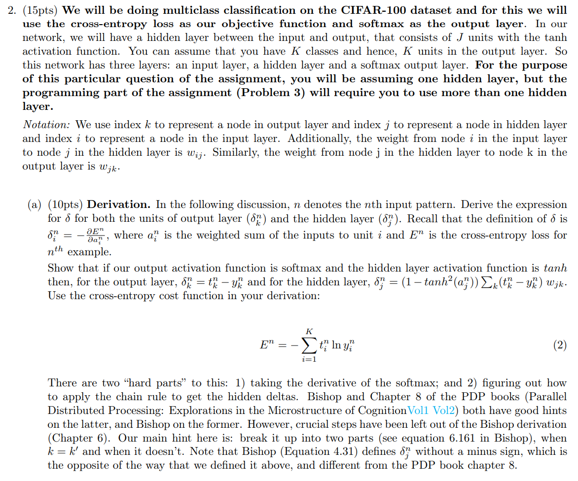 Solved (15pts) We will be doing multiclass classification on | Chegg.com