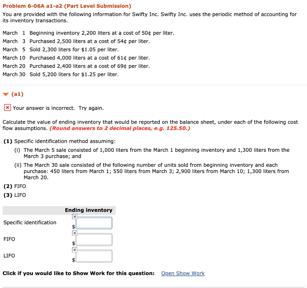 Solved Problem 6-06A al-a2 (Part Level Submission) You are | Chegg.com