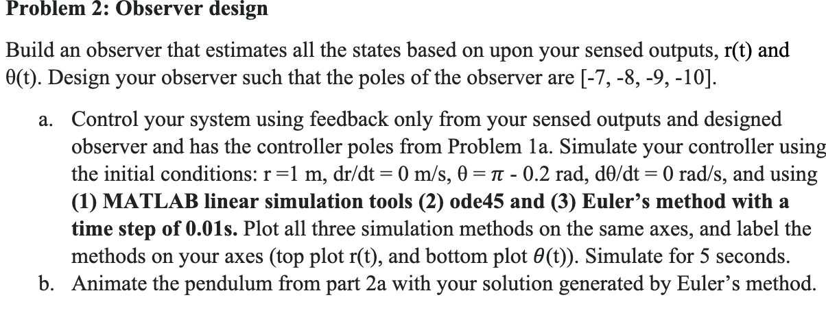Build an observer that estimates all the states based | Chegg.com