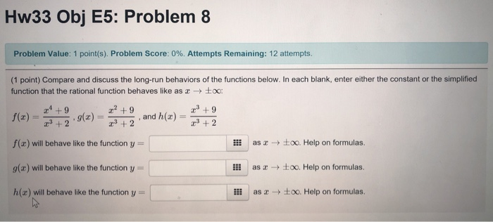 Solved Hw33 Obj E5 Problem 8 Problem Value 1 Points