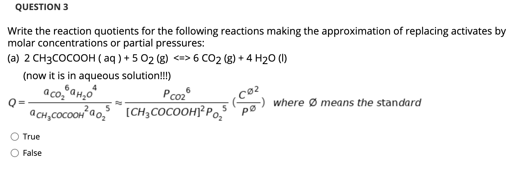 Solved QUESTION 3 Write the reaction quotients for the | Chegg.com