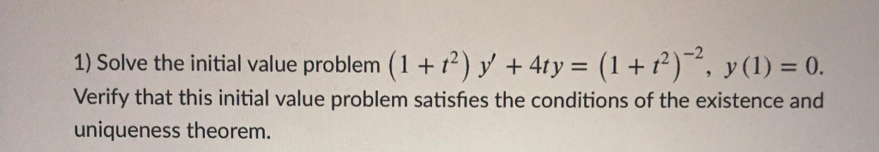 Solved 1 Verify That This Initial Value Problem Satisfies 4955