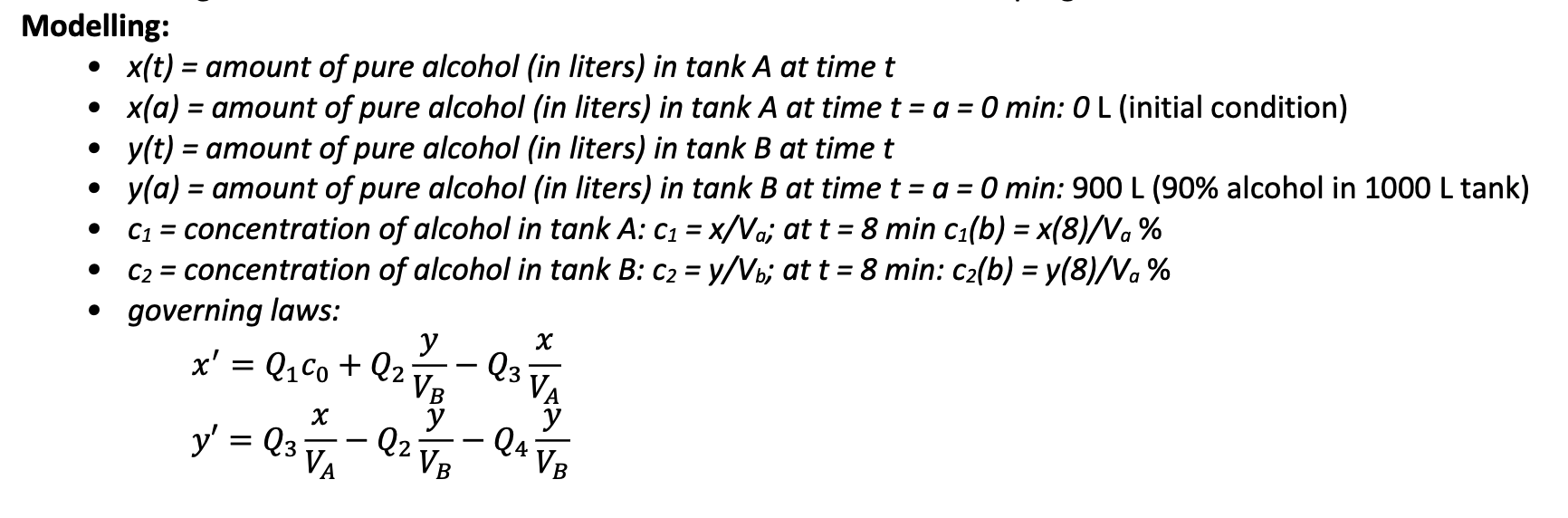 Solved 10l/ min of Alcohol Solution The two tanks shown in | Chegg.com