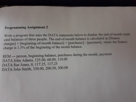 Solved Programming Assignment 2 Write a program that uses | Chegg.com