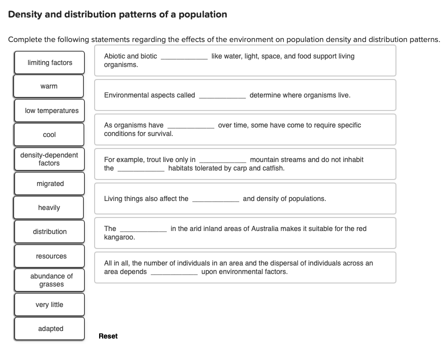 Solved Density and distribution patterns of a population | Chegg.com