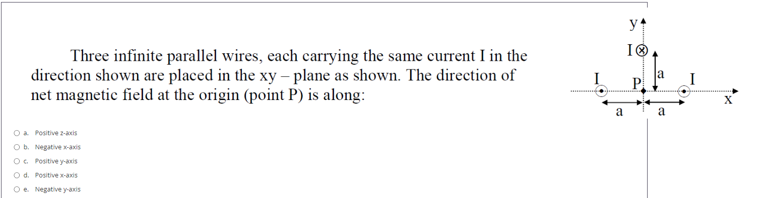 Solved Three infinite parallel wires, each carrying the same | Chegg.com