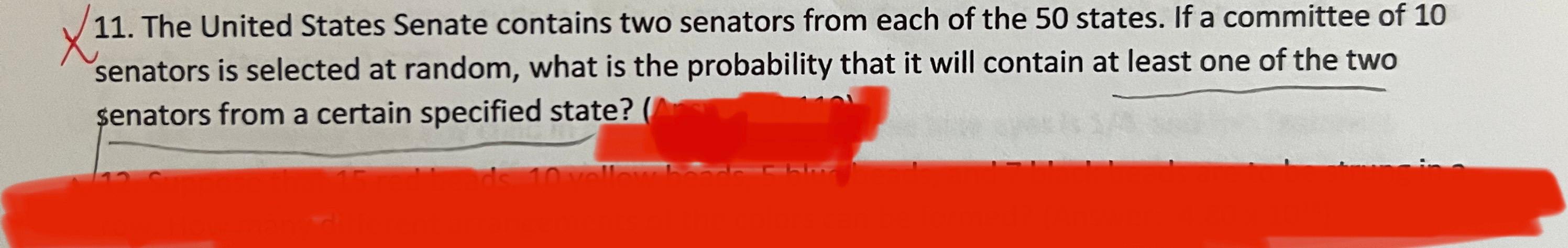 Solved 11. The United States Senate contains two senators | Chegg.com