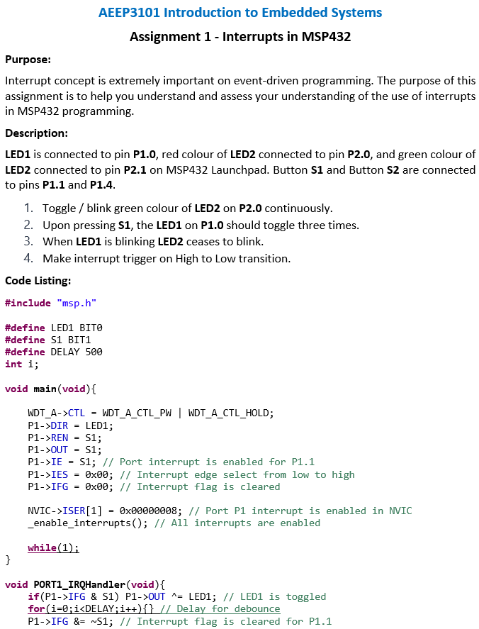 Solved Aeep3101 Introduction To Embedded Systems Assignment 2967