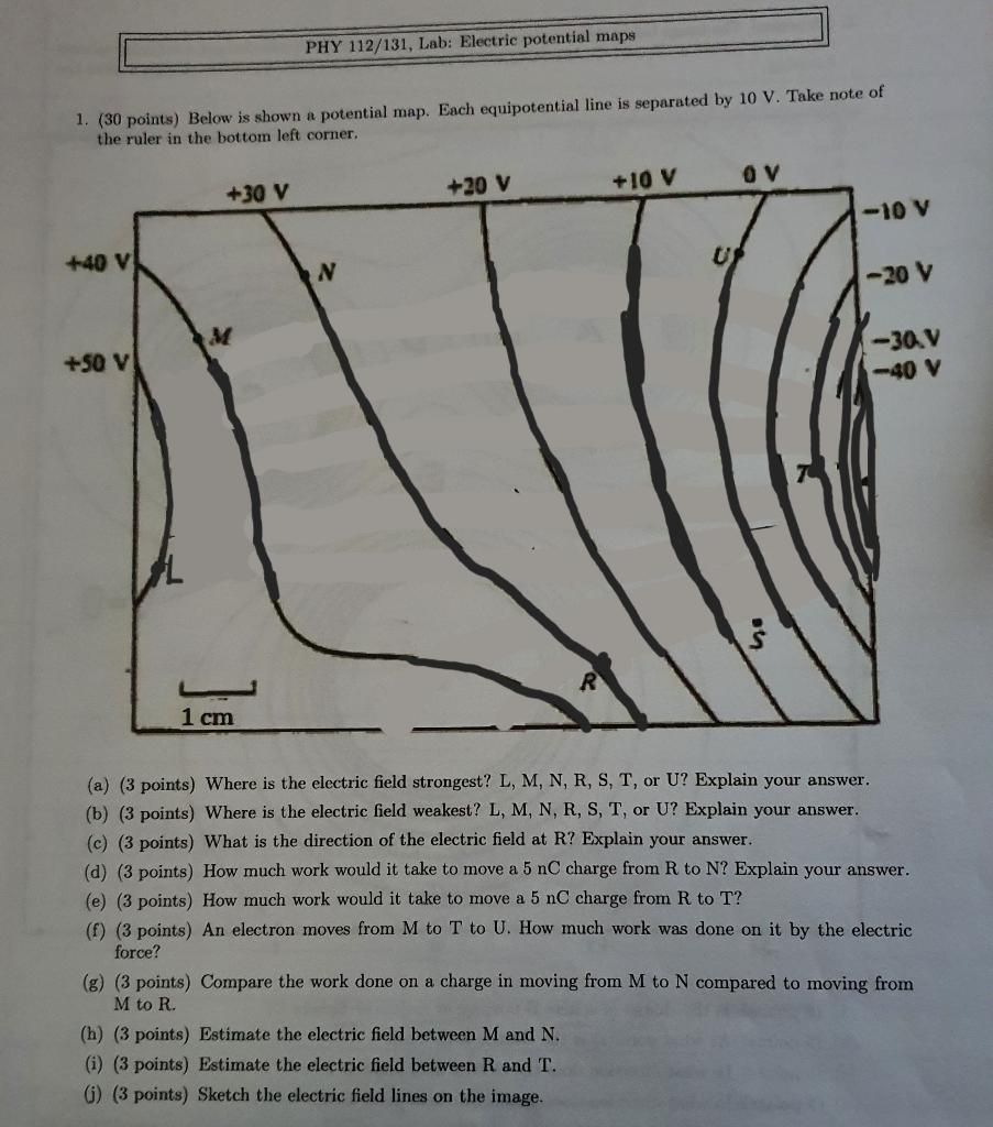 Solved PHY 112/131, Lab: Electric potential maps 1. (30 | Chegg.com