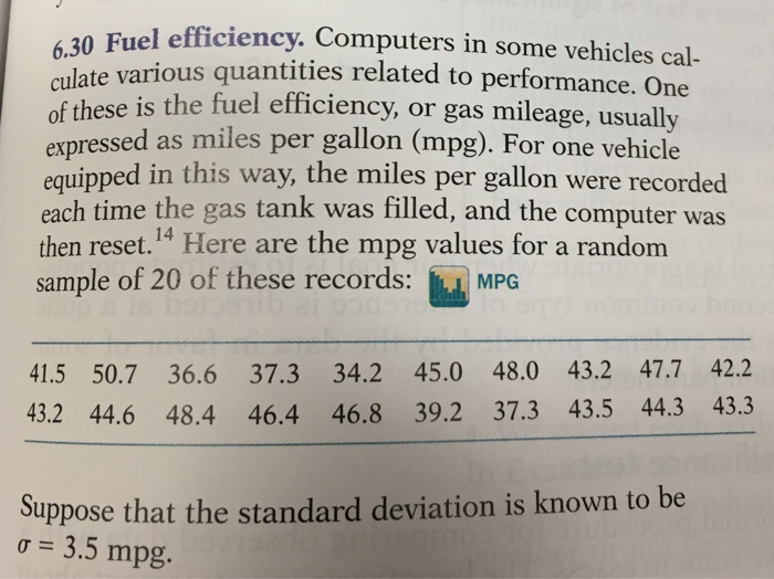 Solved Fuel efficiency. Computers in some vehicles cal- ous | Chegg.com