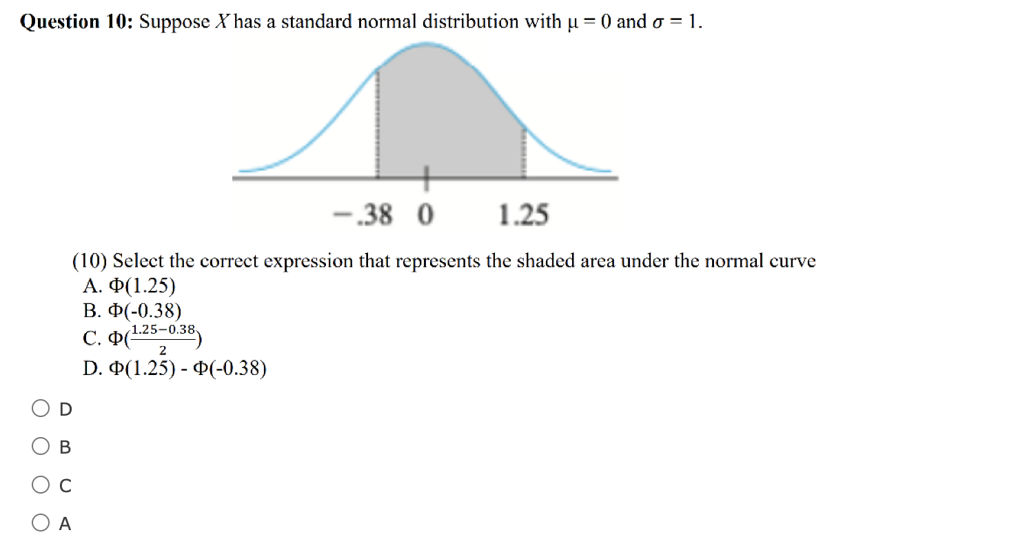 Solved Question 10: Suppose X has a standard normal | Chegg.com