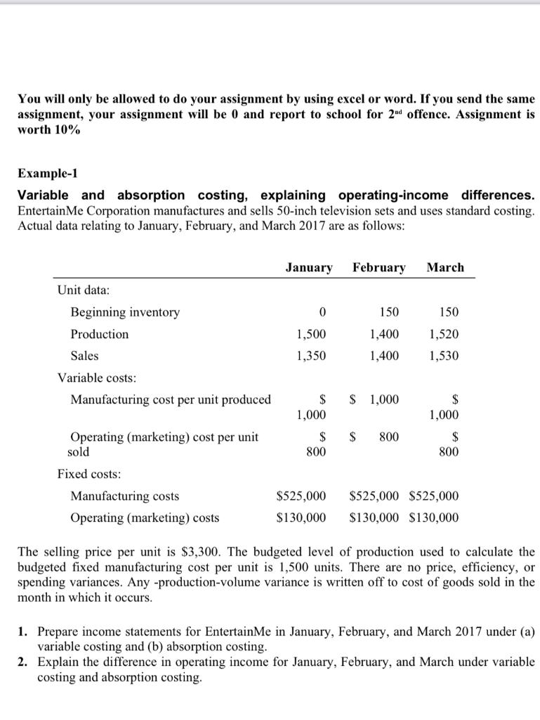 Solved Variable and absorption costing, explaining | Chegg.com