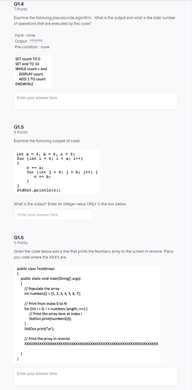 Solved Q1.4 7 Points Examine the following pseudocode | Chegg.com