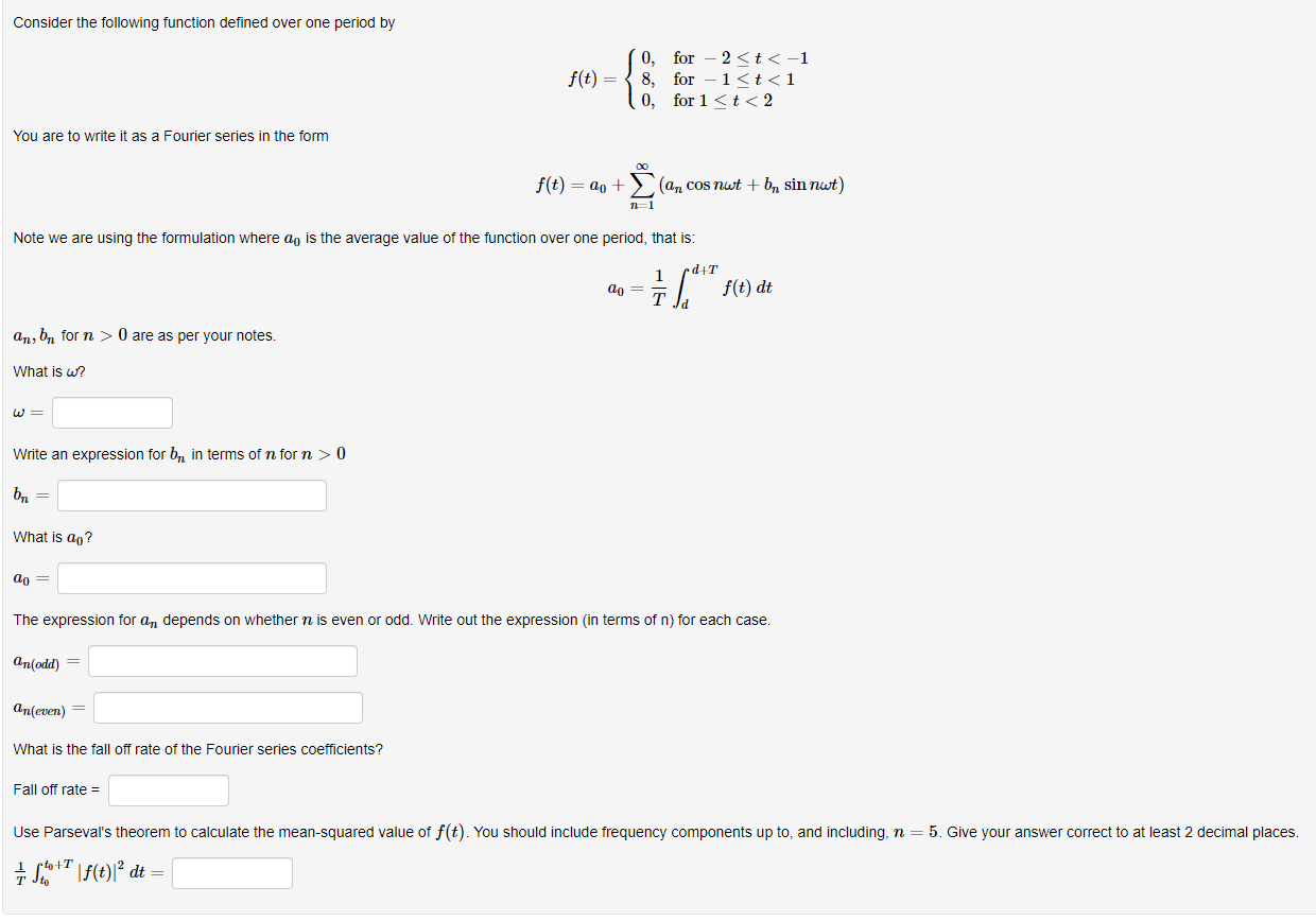Solved Consider the following function defined over one | Chegg.com