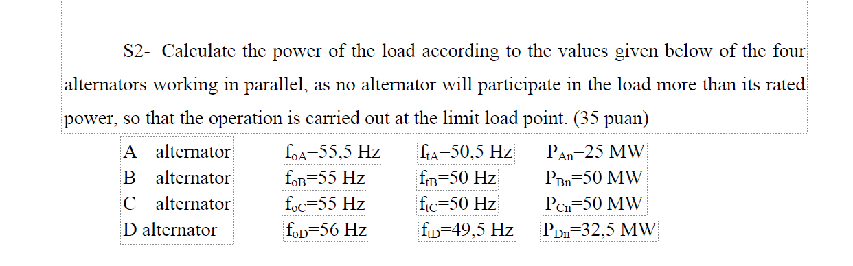 Solved S2- Calculate the power of the load according to the | Chegg.com