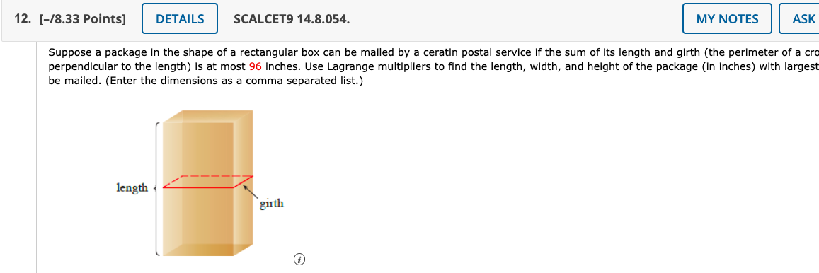 Solved Suppose a package in the shape of a rectangular box | Chegg.com