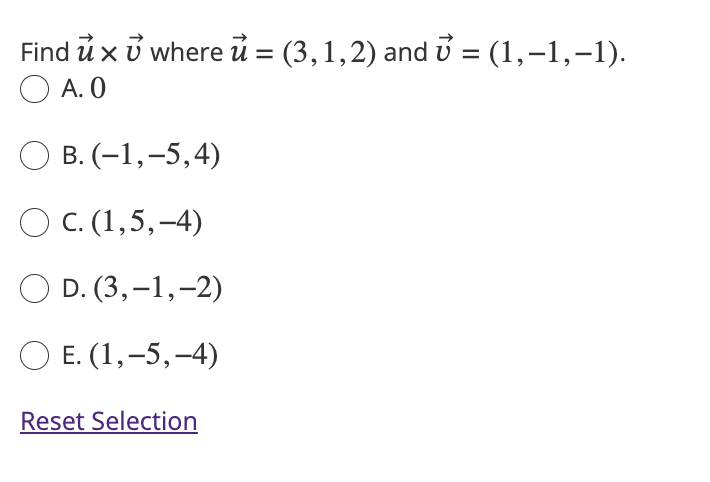Solved Find vec(u)×vec(v) ﻿where vec(u)=(3,1,2) ﻿and | Chegg.com