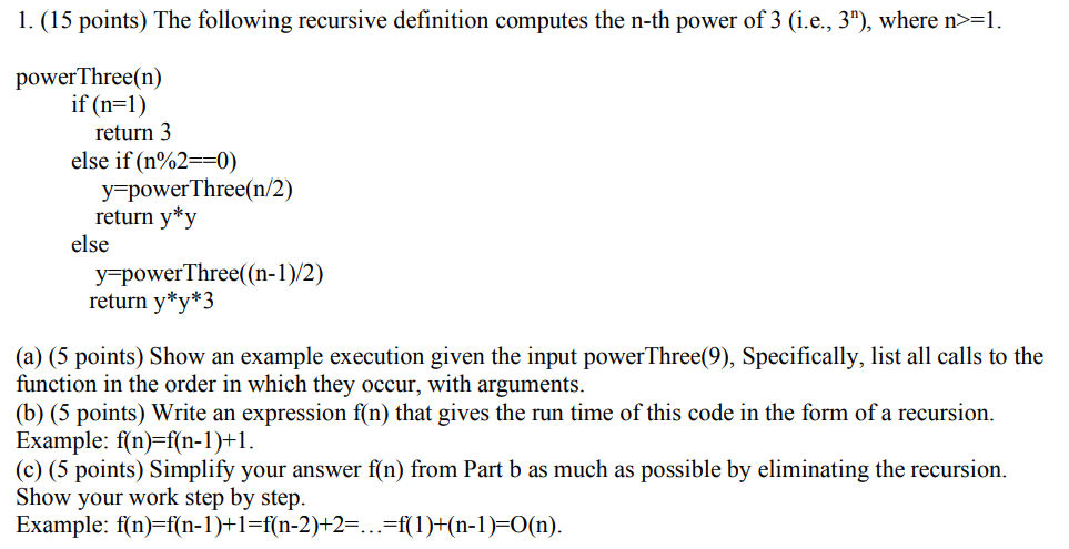 Solved ( 15 ﻿points) ﻿The following recursive definition | Chegg.com