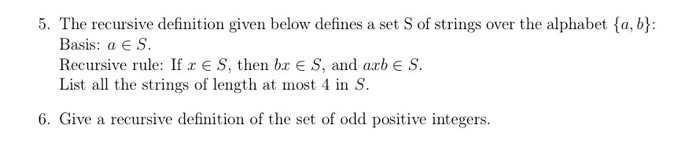 Solved 5. The recursive definition given below defines a set | Chegg.com